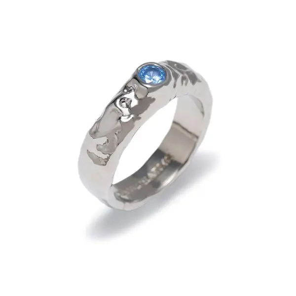 CLASSICHARMS Blue / Silver Sylvie Silver Molten Gemstone Stackable Ring - Blue/silver