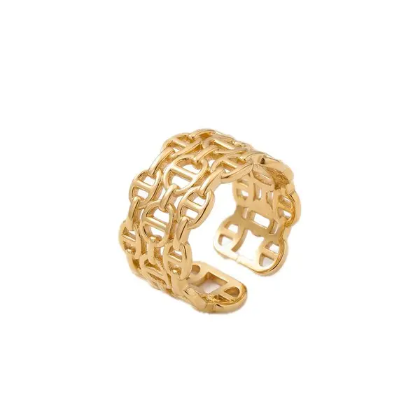 ELK & BLOOM Chunky Intertwined Link Chain 14k Ring - Gold