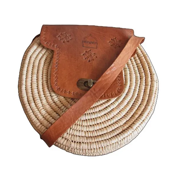 BERBER LEATHER Neutrals The Safi Rattan Cross-body Bag Tight Weave - Black