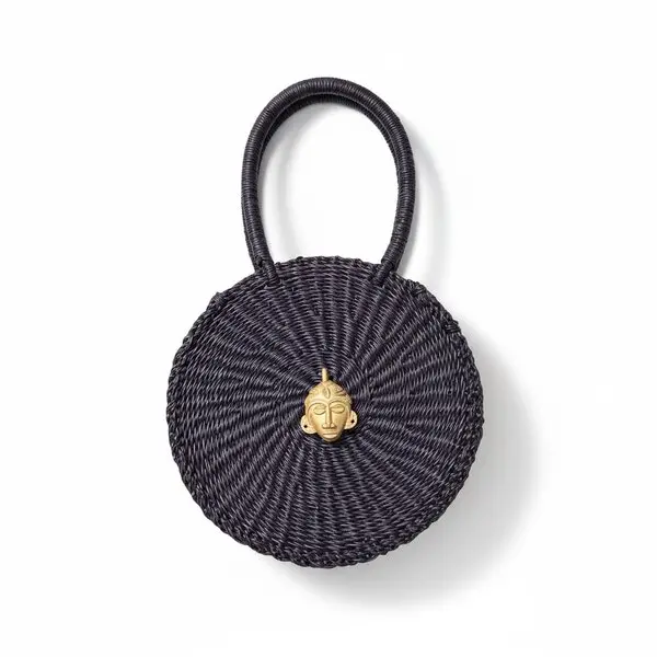 SOKONA Esengo Round Midnigh Handwoven Bag - Black