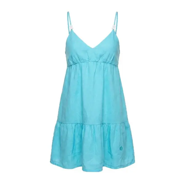 MAISON TANGERINE Linen Dress Aqua - Blue