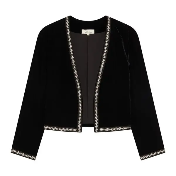 LITTLE LIES Metal Guru Studded Velvet Jacket - Black