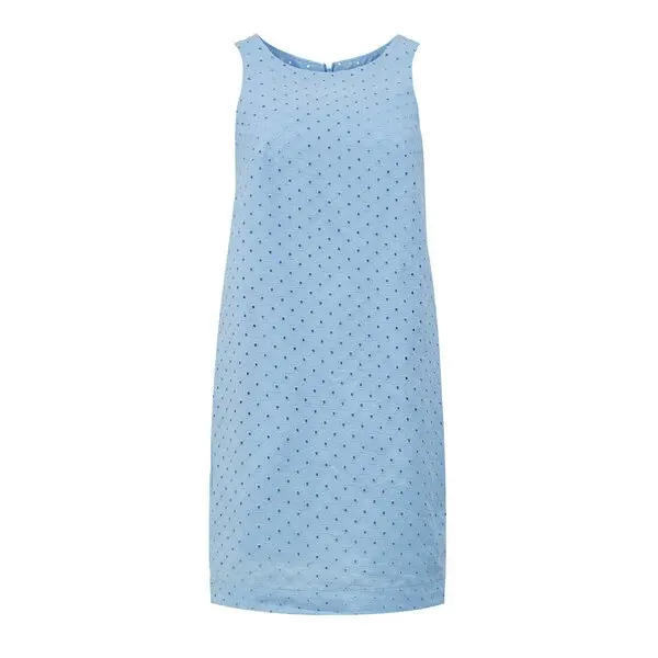 CONQUISTA Sky Embroidered Cotton Dress - Blue