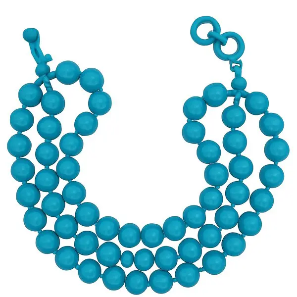 MICHAEL NASH JEWELRY Georgiana Faceted Three Strand Turquoise Resin Necklace - Blue