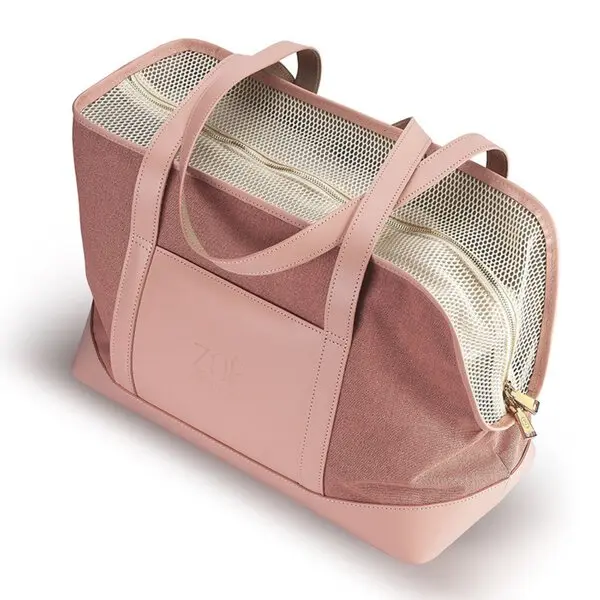 Zoë Pet Atelier Leather & Canvas Lightweight Dog Carrier - Pink