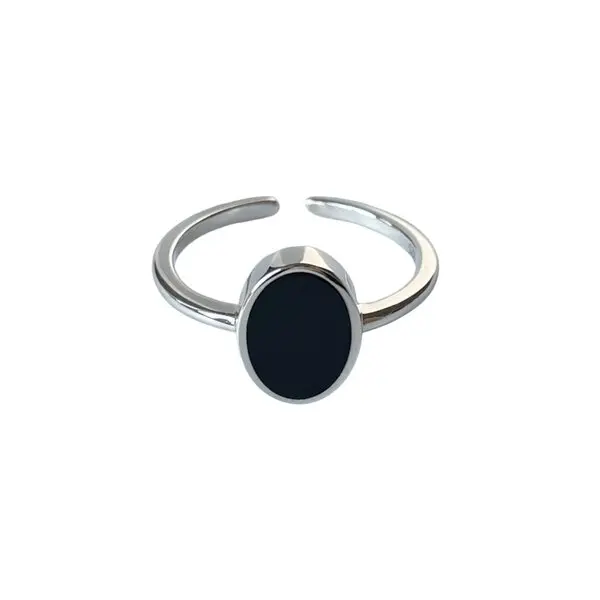 FIHR COLLECTION Silver / Black Sterling Silver Black Onyx Ring - Silver/black