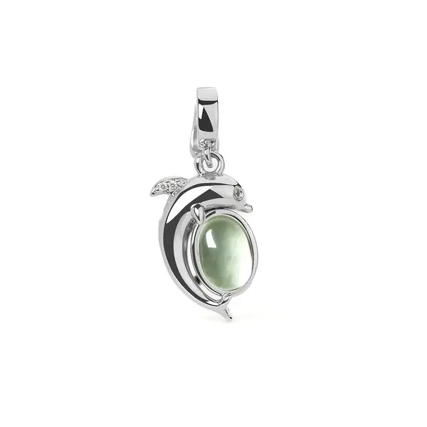 FREQNC ATELIER Mini Dolphin Charm Silver Prehnite - Green