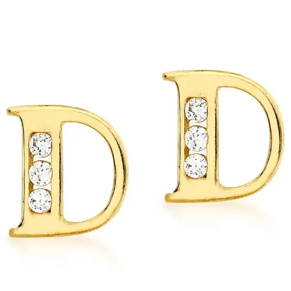 POSH TOTTY DESIGNS Initial Earrings With Cubic Zirconia - Gold
