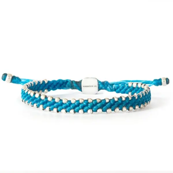 HARBOUR UK London Connection Silver Rope Bracelet Light - Blue