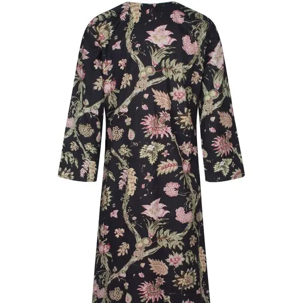 LA MANDARINE Kaftan, Juanita Long Kaftan Dress, Beach Kaftan, Luxury Beach Coverup With Pockets - Black