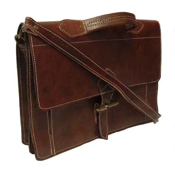 BERBER LEATHER The Casablanca Large Satchel In Dark - Brown