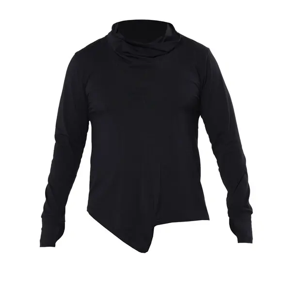 METAMORPHOZA S Turtleneck Top With Thumbhole Sleeves - Black