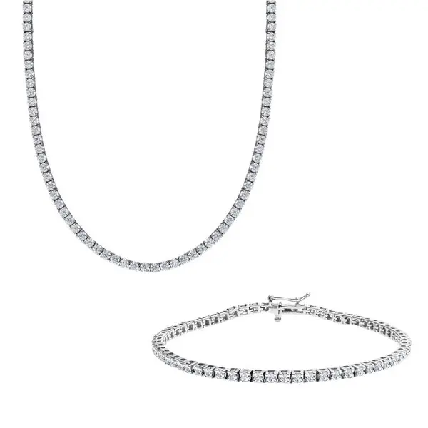 SPERO LONDON Sterling Large Tennis Necklace & Bracelet Set 3mm - Silver