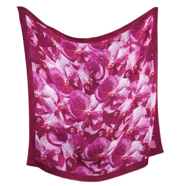 BABS BOUTIQUE NYC Pink / Red Silk Square Scarf Orchids Pink To Deep Magenta - Pink/red