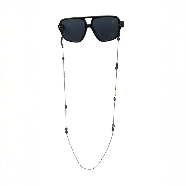 AMONTA Blue / Black / Silver Sodalite & Picasso Jasper Sunglasses Chain - Blue/black/silver