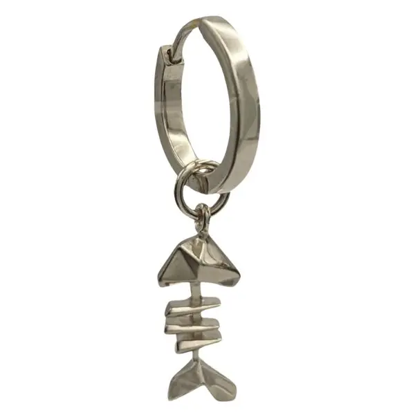 FRENVYRN Mars Sterling Fish Bone Huggie Hoop Earring Single - Silver