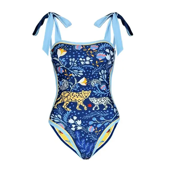 JESSIE ZHAO NEW YORK Amazon Rainforest Reversible One Piece Swimsuit - Blue