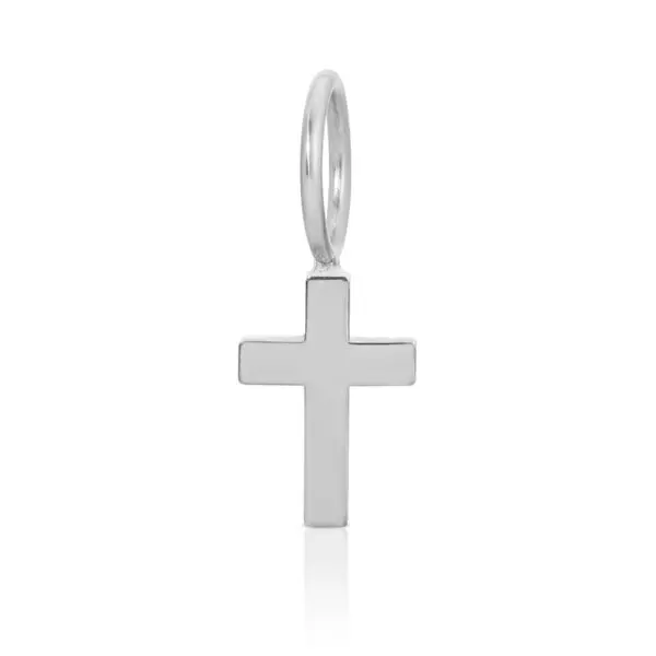 Maya Brenner Designs Charm Pendant Cross White Gold - Silver
