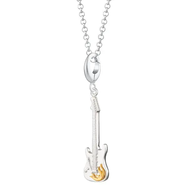 LILY CHARMED Sterling Electric Guitar Charm Necklace - Silver