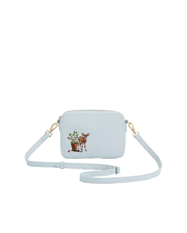 FABLE ENGLAND Charlotte Strawberry & Fawn Embroidered Camera Bag - Blue