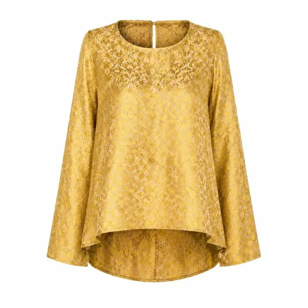 SILK AND BEARS Ophelia En Eclipse Draped Silk Tunic Blouse - Gold