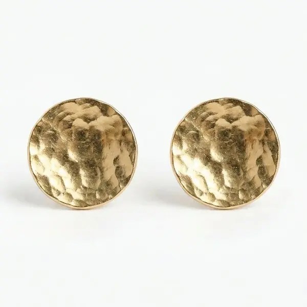 MELT'M JEWELRY Filled Hammered Disc Stud Earrings - Gold