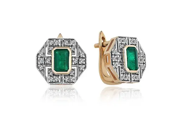REIS JEWELLERY Arte Emerald Earrings Rose - Gold