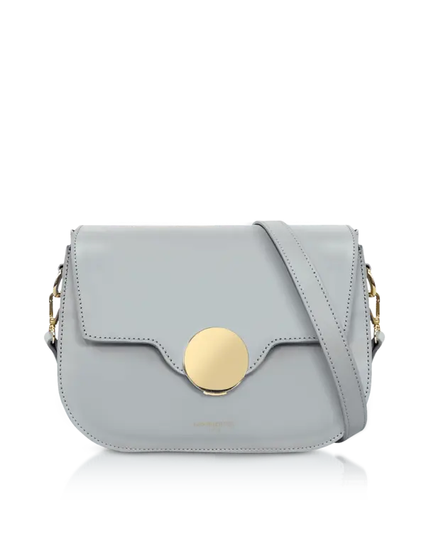 LE PARMENTIER San Pedro Gray Leather Shoulder Bag - Blue