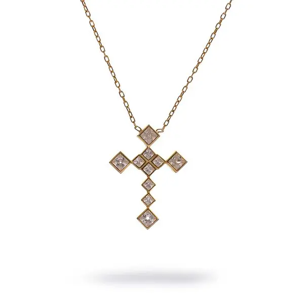 EBRU JEWELRY Eternal Grace Diamond Cross Necklace - Gold
