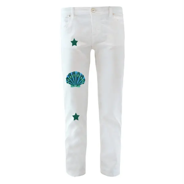 MY PAIR OF JEANS White / Green Emerald Boyfriend - White/green