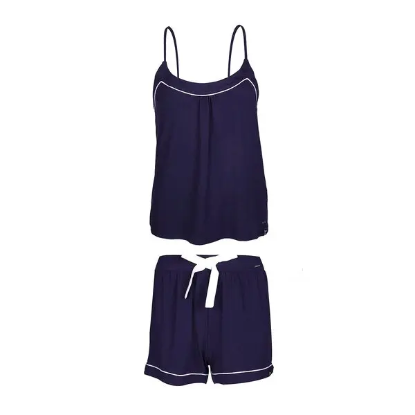 PRETTY YOU Bamboo Cami & Short Pyjama Set In Midnight - Blue