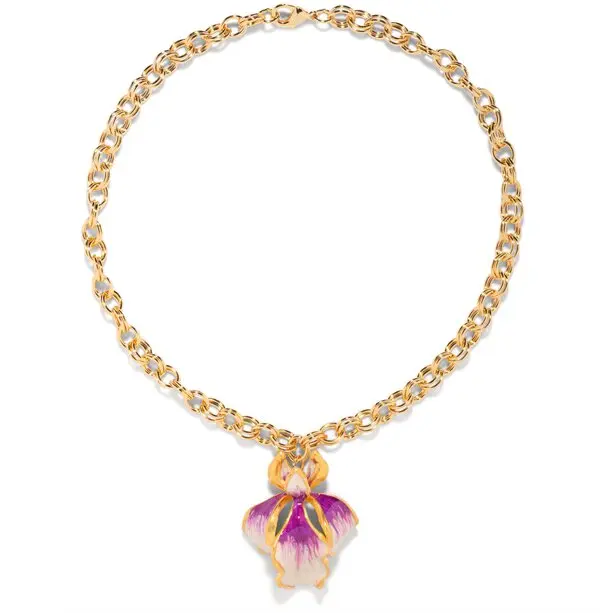 THE PINK REEF Single Sculpted Iris Necklace In Tropic - Pink