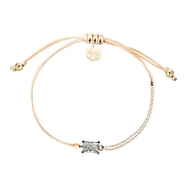 ADRIANA PAPPAS DESIGNS Cz Emerald Cut Bracelet On Colored Cord Cantaloupe - Yellow