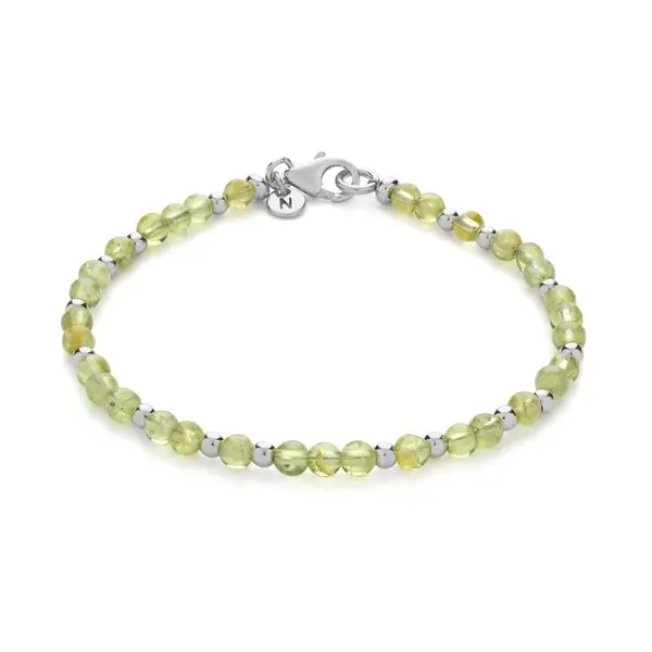 NELLOU JEWELLERY Jewel Bead August Birthstone Bracelet Sterling Silver Peridot - Green