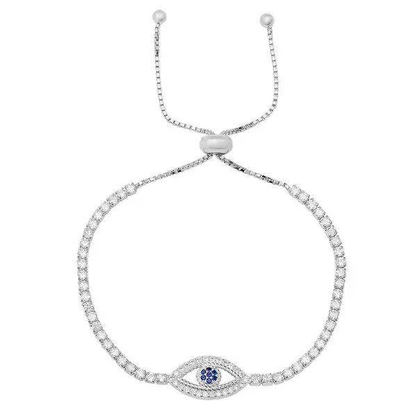 KYLIE HARPER Evil Eye Adjustable Bracelet In Sterling - Silver