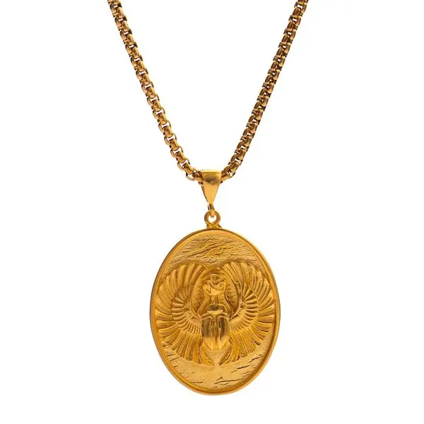 EBRU JEWELRY Eternal Scarab Guardian Medallion Necklace - Gold