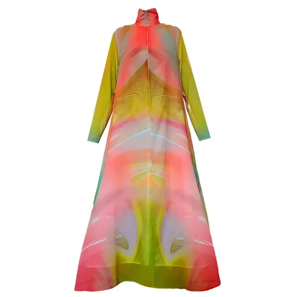 MAXJENNY Green / Yellow A-shaped Maxi Dress Smokeflow Yellow - Green/yellow