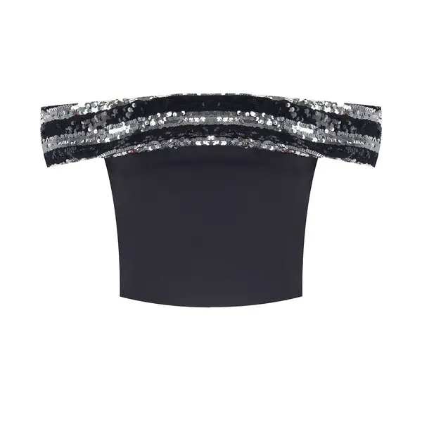 MADEBYZA Off The Shoulder Sequinned Top - Black