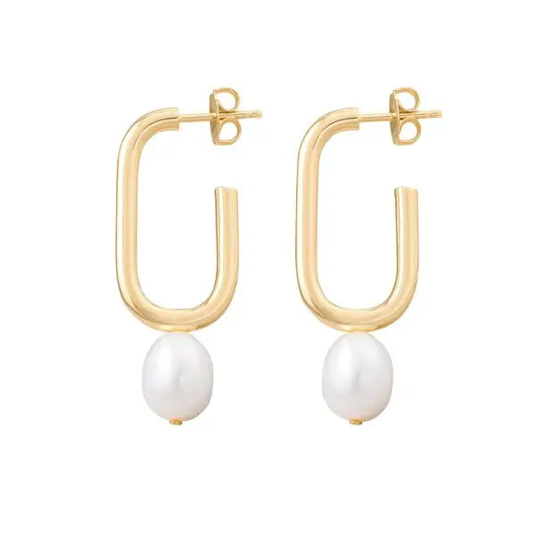 CHIARA TEDESCHI JEWELLERY Ischia Pearl Drop Hoop Earrings - Gold