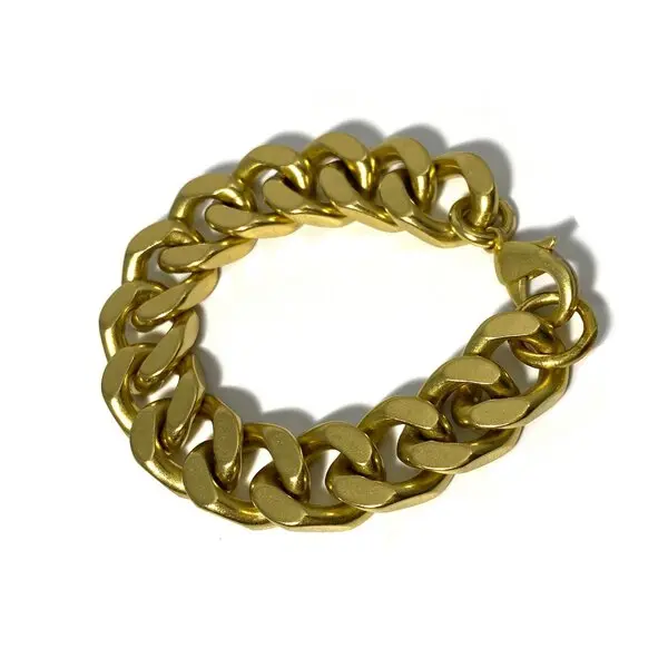 RACHEL NATHAN Chain: Thick Curb Classic Bracelet - Gold