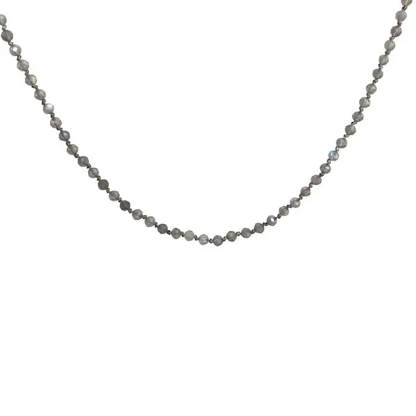 AMONTA Grey / Silver Labradorite Silk Necklace - Grey/silver