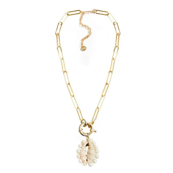 ADRIANA PAPPAS DESIGNS Seashore Necklace Gold Filled - White
