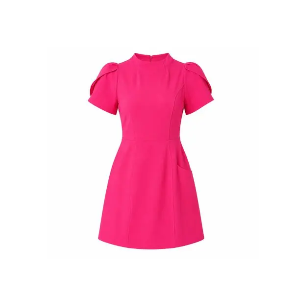 GIRL IN MIND Ami Tulip Sleeve High Neck Mini Dress Fushia - Pink