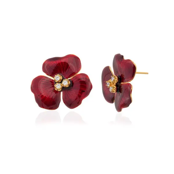 MILOU JEWELRY Trillium Flower Earrings - Red