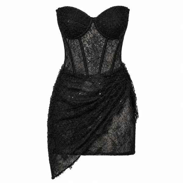 ANGELIKA JOZEFCZYK Mini Lace Dress Catrice - Black