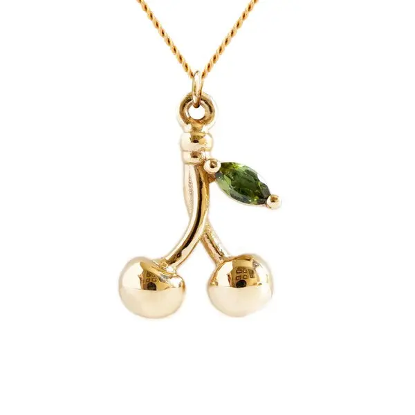 LEE RENEE Cherry & Green Tourmaline Leaf Bracelet - Gold