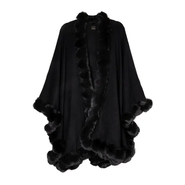 Saachi Faux Fur Cape Kimono - Black