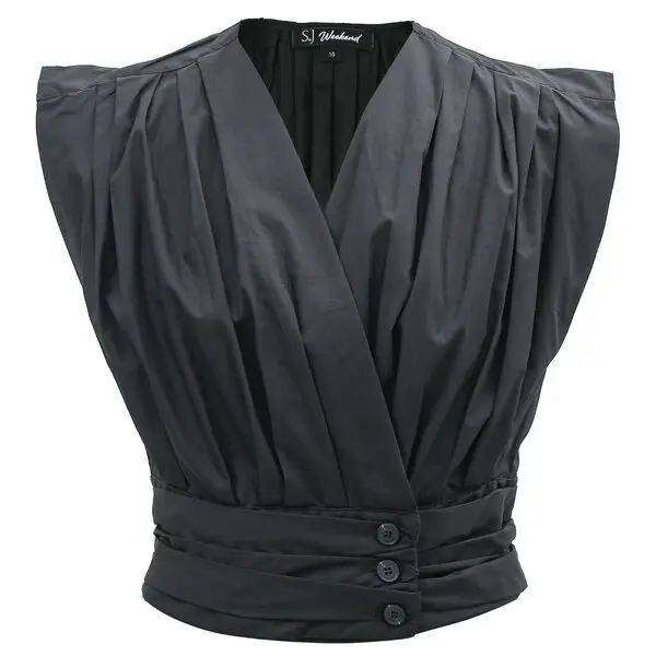SMART AND JOY Cross-heart Crop Top In Cotton - Black
