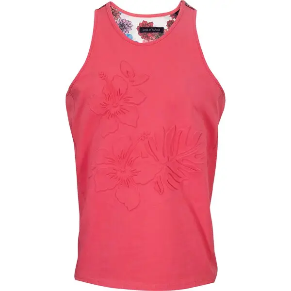 LORDS OF HARLECH Tedford Embossed Floral Tank Melon - Orange