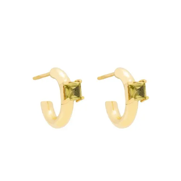 LAVANI JEWELS Gold / Green Green Goldplated Lia Hoops - Gold/green